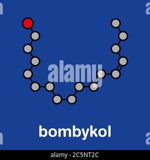 Bombykol insect pheromone molecule. Stylized skeletal formula (chemical ...