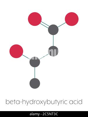 Beta-hydroxybutyric acid (beta-hydroxybutyrate) molecule. Skeletal ...