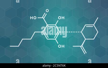 Cannabidiolic acid or CBDA cannabinoid molecule. Skeletal formula Stock ...