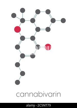 Cannabivarin or cannabivarol cannabinoid molecule. Stylized skeletal ...