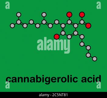 Cannabigerolic acid or CBGA cannabinoid molecule. Skeletal formula ...