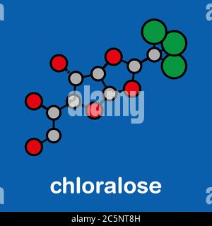 Chloralose rodenticide molecule. Stylized skeletal formula (chemical ...