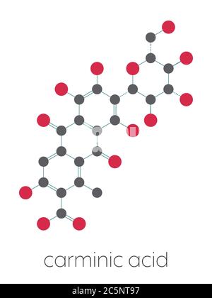 Carminic acid pigment molecule. Occurs naturally in cochineal (scale ...