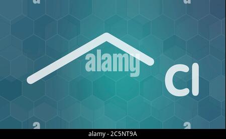 Chloroethane (ethyl chloride) local anaesthetic molecule. Stylized ...