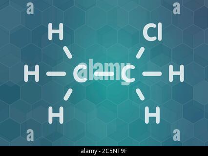 Chloroethane (ethyl chloride) local anaesthetic molecule. Stylized ...