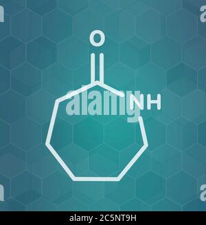 Caprolactam, the building block of Nylon-6 (polycaprolactam) plastic ...