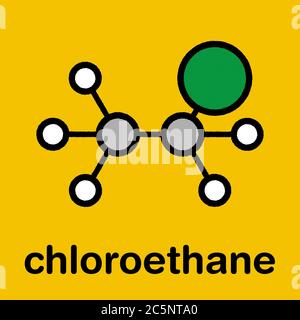 Chloroethane (ethyl chloride) local anaesthetic molecule. Skeletal ...