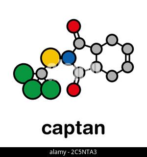 Captan fungicide molecule. Stylized skeletal formula (chemical ...
