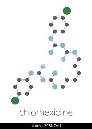 Chlorhexidine antiseptic molecule. Stylized skeletal formula (chemical ...