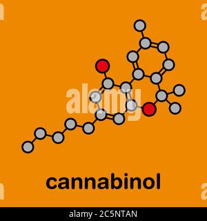 Cannabinol or CBN cannabinoid molecule. Stylized skeletal formula ...