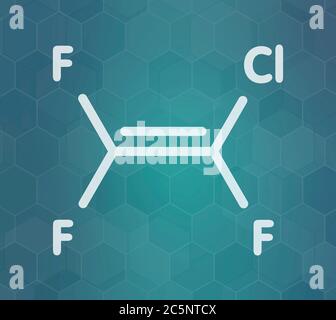 Polychlorotrifluoroethylene (PCTFE) polymer, chemical structure ...