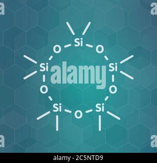 Decamethylcyclopentasiloxane (D5) molecule. Cyclic silicone chemical ...