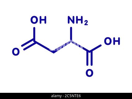 Aspartic acid (L-aspartic acid, Asp, D) amino acid molecule. 3D ...