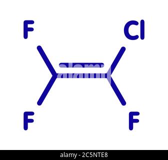 Polychlorotrifluoroethylene (PCTFE) polymer, chemical structure ...