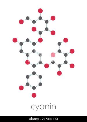Cyanin or cyanidin-3,5-O-diglucoside molecule. Present in pomegranate ...