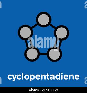 Cyclopentadiene molecule. Stylized skeletal formula (chemical structure ...