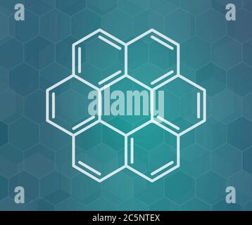 Coronene polyaromatic hydrocarbon (PAH) molecule. Stylized skeletal ...