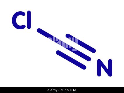 Cyanogen chloride toxic gas molecule. Stylized skeletal formula ...
