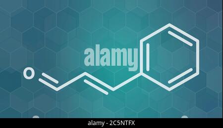 Cinnamaldehyde (cinnamic aldehyde) cinnamon flavour molecule. Stylized ...