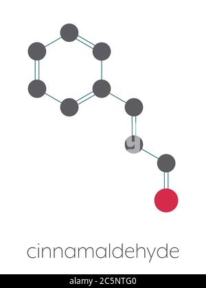 Cinnamaldehyde (cinnamic aldehyde) cinnamon flavour molecule. Skeletal ...