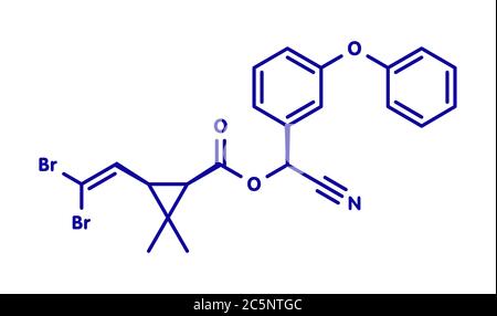 Deltamethrin insecticide molecule (synthetic pyrethroid). Stylized ...