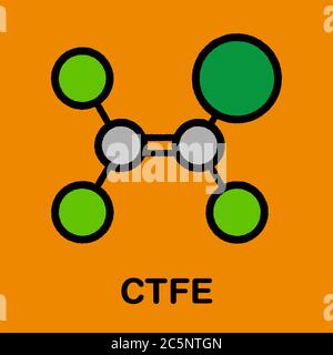 Polychlorotrifluoroethylene (PCTFE) polymer, chemical structure ...