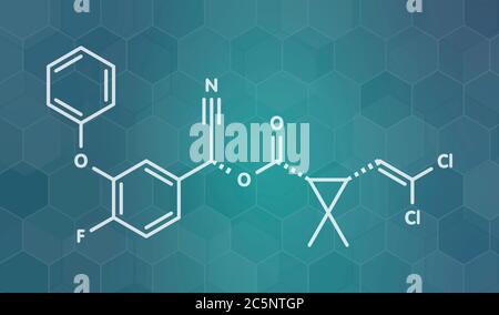 Cyfluthrin insecticide molecule. Skeletal formula Stock Photo - Alamy