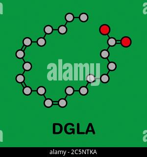 Dihomo-?-linolenic acid (DGLA) fatty acid molecule. Omega 6-fatty acid ...