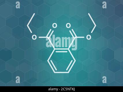 Diethyl phthalate (DEP) plasticizer molecule. Stylized skeletal formula ...