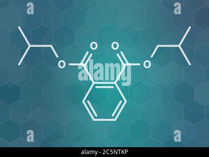 Diisobutyl phthalate (DIBP) plasticizer molecule. Stylized skeletal ...