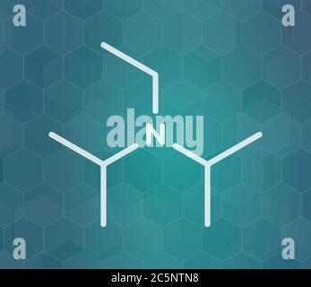 DIPEA (N,N-diisopropylethylamine, Hunig's base) molecule. Stylized ...