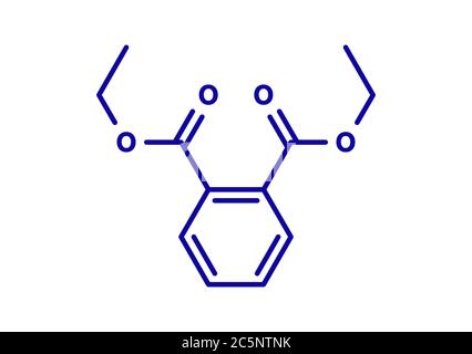 Diethyl phthalate (DEP) plasticizer molecule. Stylized skeletal formula ...