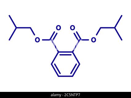 Diisobutyl phthalate (DIBP) plasticizer molecule. Stylized skeletal ...