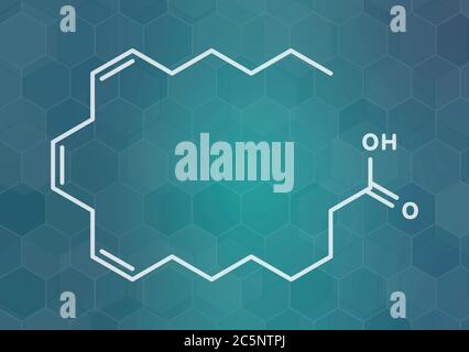 Dihomo-?-linolenic acid (DGLA) fatty acid molecule. Omega 6-fatty acid ...