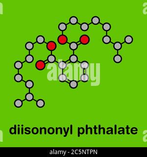 Diisononyl phthalate (DINP) plasticizer molecule. Stylized skeletal ...