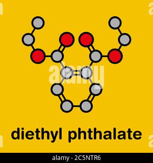 Diethyl phthalate (DEP) plasticizer molecule. Stylized skeletal formula ...