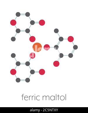 Ferric maltol iron deficiency drug molecule. Skeletal formula Stock ...