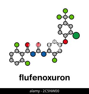 Flufenoxuron insecticide molecule. Stylized skeletal formula (chemical ...