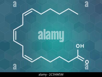 Gamma-linolenic acid (GLA, gamolenic acid) molecule. Omega-6 fatty ...