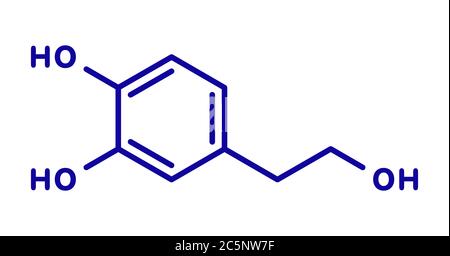 Hydroxytyrosol olive oil antioxidant molecule. Skeletal formula Stock ...