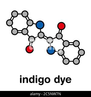 Indigo, chemical formula and structure. Indigo dye, an organic compound ...