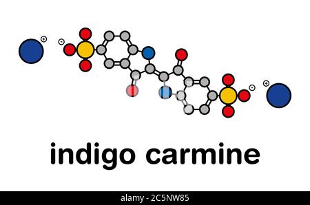 Indigo carmine (indigotine, FD&C Blue 2, E132) food colorant molecule ...