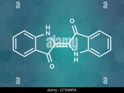 Indigo carmine (indigotine, FD&C Blue 2, E132) food colorant molecule ...