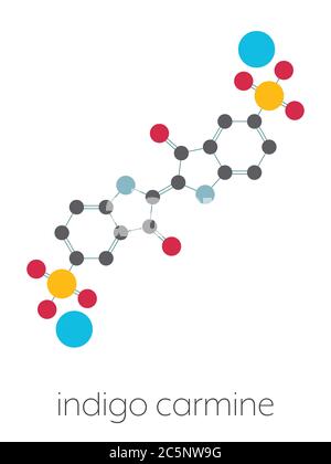 Indigo carmine (indigotine, FD&C Blue 2, E132) food colorant molecule ...