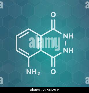 Luminol chemiluminescent molecule. Used to detect blood at crime scenes ...