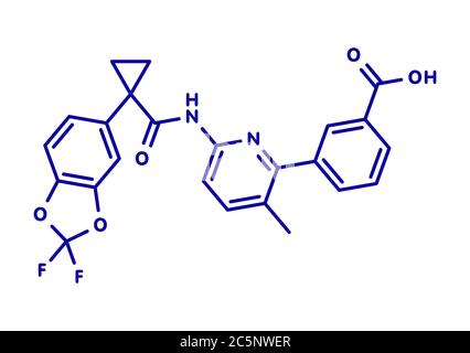 Lumacaftor cystic fibrosis drug molecule. Skeletal formula Stock Photo ...