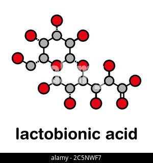Lactobionic acid (lactobionate) molecule. Commonly used additive in ...