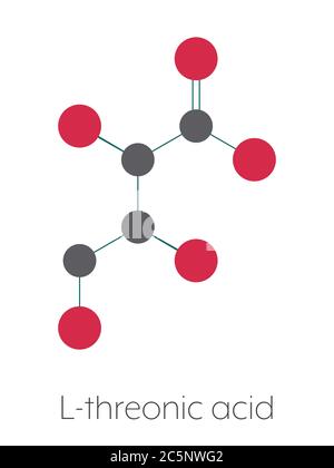 L-Threonic acid molecule. Stylized skeletal formula (chemical structure ...