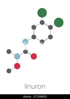 Linuron herbicide molecule. Stylized skeletal formula (chemical ...
