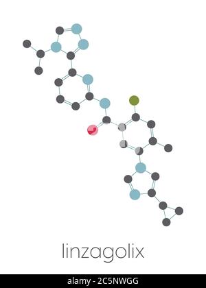 Linzagolix drug molecule. Stylized skeletal formula (chemical structure ...